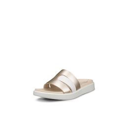 Pantolette Ecco "Ecco FLOWT W", Damen, Gr. 42, gold (wei&szlig;, goldfarben), Leder, Schuhe Pantolette, Sommerschuh, Hausschuh, Freizeitschuh, Keilabsatz, zum Schlupfen