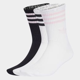 Sportsocken adidas originals "3S CREW S 3P", Damen, Gr. XL (46/48), wei&szlig;, schwarz, clear pink, Obermaterial: 49% Baumwolle, 48% Polyester, 2% Elasthan, 1% sonstige Fasern, Socken Sportsocken, f&uuml;r Laufen, kn&ouml;chellang, mit 3-Streifen und Trefoil Logo