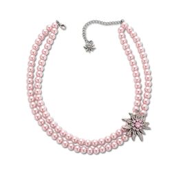 Kette mit Anh&auml;nger "Alpenperle", Damen, Gr. onesize, Glas, rosa, Collezione Alessandro, Basic, Halsketten, Perlenkette mit Edelwei&szlig;