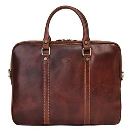 Pike Aktentasche PIK&Eacute;, Gr. B/H/T: 38cm x 30cm x 10cm onesize, braun, Leder, beschichtet, gl&auml;nzend, Taschen, echt Leder, Made in Italy