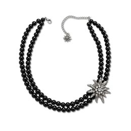 Kette mit Anh&auml;nger "Alpenperle", Damen, Gr. onesize, Glas, schwarz, Collezione Alessandro, Basic, Halsketten, Perlenkette mit Edelwei&szlig;