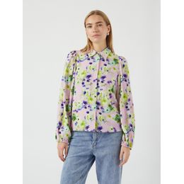Hemdbluse Y.A.S "YASASINA LS SHIRT S. NOOS", Damen, Gr. 38, pale lila aop:wilma, Web, Obermaterial: 100% Viskose, bedruckt, normal, elastischer Bund, Blusen Hemdbluse