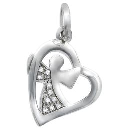 Kettenanh&auml;nger Firetti "Schmuck Geschenk Silber 925 Halsschmuck Anh&auml;nger Herz", bunt (silberfarben, wei&szlig;, wei&szlig;), Schmuckanh&auml;nger, Damen, Silber 925 (Sterlingsilber), 2 g, Kettenanh&auml;nger, mit Zirkonia (synth.)