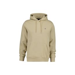 Sweatshirt Gant "Sweatshirt REGULAR SHIELD HOODIE", Herren, Gr. M, beige (beige (oat beige)), Obermaterial: 78% Baumwolle CO. 22% Polyester PES., Sweatshirts Sweatshirt