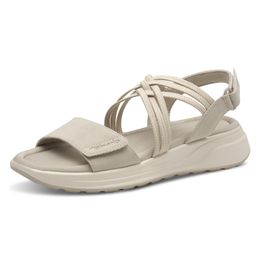 Keilsandalette Tamaris, Damen, Gr. 37, grau, Lederimitat, Textil, Schuhe, Plateau, Bequemschuh, Sandale mit elastischen, &uuml;berkreuzten Riemchen
