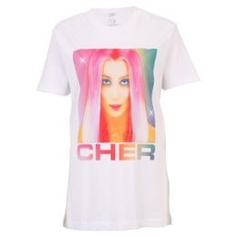 T-Shirt Merchcode "Merchcode Cher Prisma Tee", Damen, Gr. S, wei&szlig;, 100% Baumwolle, bedruckt, relaxed fit, Rundhals, Shirts T-Shirt