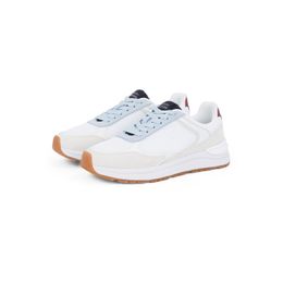 Keilsneaker Tommy Hilfiger "CASUAL FASHION RUNNER MIX", Damen, Gr. 41, wei&szlig; (wei&szlig; kombiniert), Leder, Lederimitat, Textil, Schuhe, Freitzeitschuh, Halbschuh, Schn&uuml;rschuh im Kontrast-Look