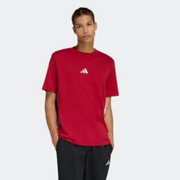T-Shirt adidas Sportswear "M 3S SJ T", Herren, Gr. S, active maroon, wei&szlig;, Obermaterial: 100% Baumwolle, normal, Rundhals, Shirts T-Shirt, mit Rundhalsausschnitt, aus Baumwolle, weiches Single Jersey