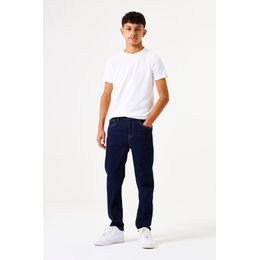 Dad-Jeans Garcia "Dalino", Kinder, Gr. 158, N-Gr, blau (rinsed), Denim/Jeans, Obermaterial: 88% Baumwolle, 11% Viskose, 1% Elasthan, lang, Jeans, for Boys, mit Destroyed Effekten