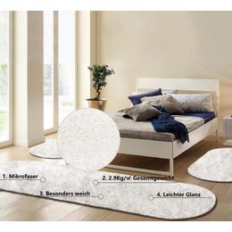 Hochflor-Bettumrandung Bruno Banani "Dana Teppich, Kundenliebling" Gr. 14, wei&szlig;, H:30mm, Obermaterial: 100% Polyester, Bettumrandungen, unifarben, Mikrofaser, pflegeleicht, Bettvorleger, Schlafzimmer