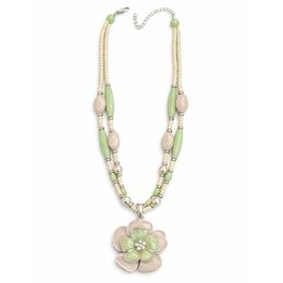 Kette mit Anh&auml;nger "Flowerfull", Damen, Gr. onesize, Acryl, multi, Collezione Alessandro, Basic, Halsketten, in rosa- und gr&uuml;nt&ouml;nen, 2-rhg