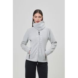 Fleecejacke Bench. "FINISH", Damen, Gr. 40, grau, Fleece, Obermaterial: 100% Polyester, unifarben, figurbetont, mit Daumenl&ouml;chern, Jacken Fleecejacke, mit Logodruck