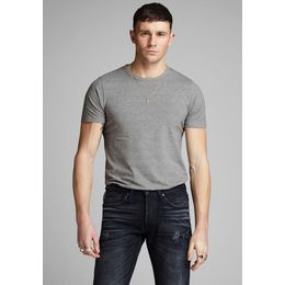 Jack & Jones T-Shirt JACK & JONES "JJEBASIC mit schmaler Passform f&uuml;r jeden Tag", Herren, Gr. XL, grau (light grau melange), Jersey, Obermaterial: 92% Baumwolle, 8% Elasthan, unifarben, schmal h&uuml;ftlang, Rundhals, gerader Abschluss, Shirts T-Shirt, unifarben, modisch, schmal, Baumwollmischung, Rundhals