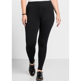 Leggings sheego, Damen, Gr. 40, Normalgr&ouml;&szlig;en, schwarz, 95% Baumwolle, 5% Elasthan, unifarben, Hosen Leggings