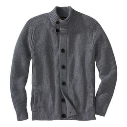 Fisherman out of Ireland Fisherman Raglan-Strickjacke, 48 - Grau, Herren, aus Schurwolle