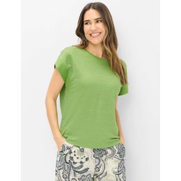 Kurzarmshirt Brax "Style CAELEN S", Damen, Gr. 36, grasgr&uuml;n, 100% Leinen, Rundhals, Shirts