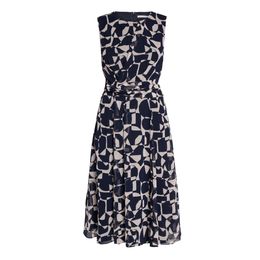 BETTY & CO Chiffonkleid BETTY & CO "Damen ohne Arm", Damen, Gr. 42, Normalgr&ouml;&szlig;en, dunkelblau, nature, Chiffon, Obermaterial: 100% Polyester. Futter: 100% Polyester, tailliert lang, Rundhals, Kleider Chiffonkleid