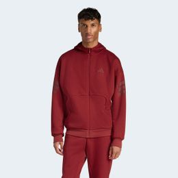 Kapuzensweatjacke adidas Sportswear "M FI 3S FZ", Herren, Gr. L, active maroon, Obermaterial: 67% Polyester, 33% Baumwolle, angesetztes B&uuml;ndchen, Sweatjacken