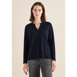 Langarmshirt Cecil, Damen, Gr. S (38), urban dunkelblau, Stoff, 50% Modal, 50% Baumwolle, unifarben, normal normal, Rundhals, abgesteppt, Shirts Langarmshirt, im soften Baumwoll-Mix