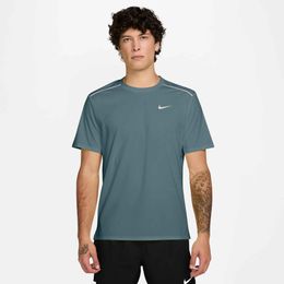 Laufshirt Nike "M NK DF UV MILER SS", Herren, Gr. L, mineral slate, Obermaterial: 100% Polyester, normal, Rundhals, Shirts Laufshirt, sportlicher Schnitt, mit kurzen &Auml;rmeln, mit reflektierenden Details