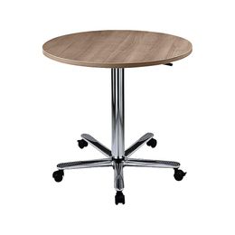 eurokraft pro Bistrotisch, h&ouml;henverstellbar, Gestell verchromt, Nussbaum-Dekor