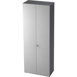 eurokraft pro Garderobenschrank, 2 Fachb&ouml;den, 1 Kleiderstange, graphit / lichtgrau