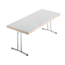 Klapptisch, Doppel-T-Fu&szlig;-Gestell, 1500 x 800 mm, Gestell verchromt, Platte lichtgrau kaiserkraft
