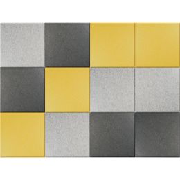 eurokraft basic Akustik-Wandfliese, HxB 300 x 300 mm, je 4 x gelb, hellgrau, dunkelgrau, VE 12 Stk
