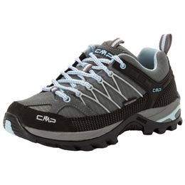 Wanderschuh CMP "RIGEL LOW WMN TREKKING SHOE WP", Damen, Gr. 38, grau (graffite, azzurro), Leder, Textil, Schuhe Wanderschuh, wasserdicht