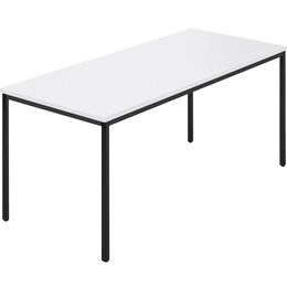 Rechtecktisch, Vierkantrohr beschichtet, BxT 1600 x 800 mm, wei&szlig; / anthrazit kaiserkraft