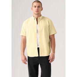 Levi's Kurzarmhemd LEVI'S "SS AUTHENTIC BUTTON DOWN", Herren, Gr. L, N-Gr, double cream, Web, Obermaterial: 70% Baumwolle, 30% Leinen, Hemden, mit kleiner Logostickerei auf der Brust