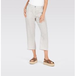 Leinenhose MAC "NORA cropped", Damen, Gr. 38, N-Gr, grau (fog grau melange), Web, Obermaterial: 100% Leinen, 7/8-L&auml;nge, Hosen, Sommerhose temperaturausgleichend und angenehm auf der Haut