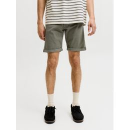 Jack & Jones Bermudas JACK & JONES "JJIRICK JJFOX SHORTS AKM 340", Herren, Gr. L, N-Gr, mulled basil, Web, Obermaterial: 76% Baumwolle, 22% Polyester, 2% Elasthan, unifarben, regular fit knielang, Hosen Bermudas