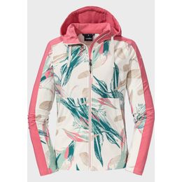 Sch&ouml;ffel Fleecejacke SCH&Ouml;FFEL "Fleece Hoody Locarno L", Damen, Gr. 40, wei&szlig; (1140, wei&szlig;), Oberstoff Rumpf unten: 63% Baumwolle 31% Polyester 6% Elasthan Oberstoff Rumpf oben: 63% Baumwolle 31% Polyester 6% Elasthan, regular fit, hoch geschlossener Ausschnitt, Jacken Fleecejacke