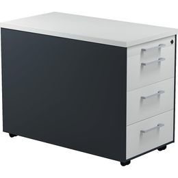 Mauser Schubladencontainer auf Rollen, HxT 579 x 800 mm, 3 Schubladen, anthrazitgrau / lichtgrau / lichtgrau