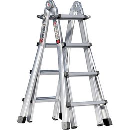 Euroline Alu-Vario-Klappleiter, mit teleskopierbaren Holmen, 4 x 4 Sprossen