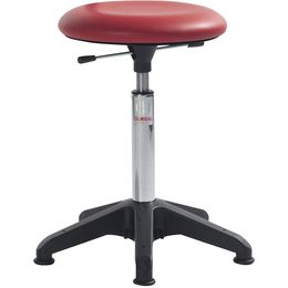 Arbeitshocker, h&ouml;henverstellbar, mit Bodengleitern, ohne R&uuml;ckenlehne, rot, H&ouml;he 520 - 710 mm kaiserkraft