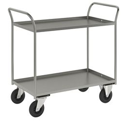 Kongamek Tischwagen KM41, 2 Etagen mit Aufkantung, LxBxH 1070 x 550 x 1000 mm, verzinkt, 2 Lenk- und 2 Bockrollen
