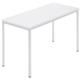 Rechtecktisch, Vierkantrohr beschichtet, BxT 1200 x 600 mm, wei&szlig; / grau kaiserkraft