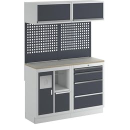 Werkstattschranksystem mit Abfall- und Reinigungs-Center, BxT 1360 x 460 mm, lichtgrau / anthrazitgrau kaiserkraft
