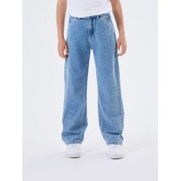 5-Pocket-Jeans name it "NKMRYAN f&uuml;r Jungen mit geradem Bein und 5-Pocket-Style", Jungen, Gr. 164, N-Gr, blau (medium blau denim), Denim/Jeans, Obermaterial: 100% Baumwolle, leichte Abriebeffekte, straight fit kn&ouml;chellang, Jeans 5-Pocket-Jeans, unifarben, casual, straight fit, Baumwolle, Denim