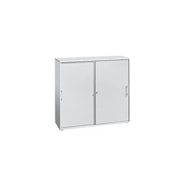 Schiebet&uuml;renschrank, je 2 Fachb&ouml;den, 1 Trennwand, HxBxT 1100 x 1200 x 400 mm, wei&szlig; kaiserkraft