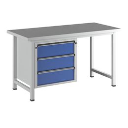 ANKE Werkbank, Gestellbauweise Serie V, 3 Schubladen, Breite 1500 mm, Universalplatte