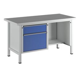 ANKE Werkbank, Gestellbauweise Serie V, 2 Schubladen, &frac12; Ablageboden, Universalplatte, Vollauszug