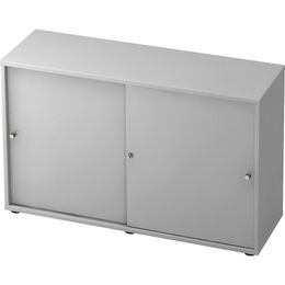 eurokraft pro Schiebet&uuml;renschrank, 1 Fachboden, Mitteltrennwand, lichtgrau / lichtgrau