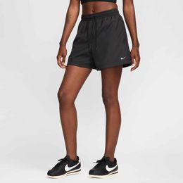 Shorts Nike Sportswear "W NSW MR ESSNTL WVN SHORT", Damen, Gr. L, N-Gr, schwarz (schwarz, wei&szlig;), Obermaterial: 100% Polyester, Hosen Shorts, sportlicher Stil, bequeme Passform
