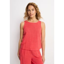 Blusentop Lascana, Damen, Gr. 34, pink, Web, Obermaterial: 85% Viskose, 15% Leinen, unifarben, figurumspielend h&uuml;ftlang, Rundhals, Blusen Blusentop, mit Leinenanteil, kurz geschnittenes Top