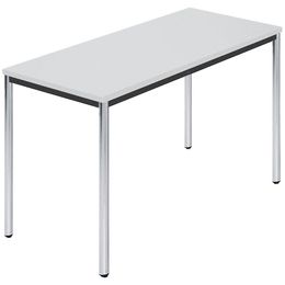 Rechtecktisch, Rundrohr verchromt, BxT 1200 x 600 mm, grau kaiserkraft