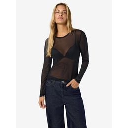 Netzshirt Noisy may "NMJUDITH L/S MESH TOP BG NOOS", Damen, Gr. M, schwarz, Jersey, Obermaterial: 95% Polyester, 5% Elasthan, unifarben, regular fit normal, Rundhals, Shirts, transparent