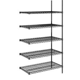 Stahldraht-Gitterregal, schwarz, Fachlast 250 kg, BxT 910 x 610 mm, Anbauregal, H&ouml;he 1880 mm, 5 Fachb&ouml;den kaiserkraft